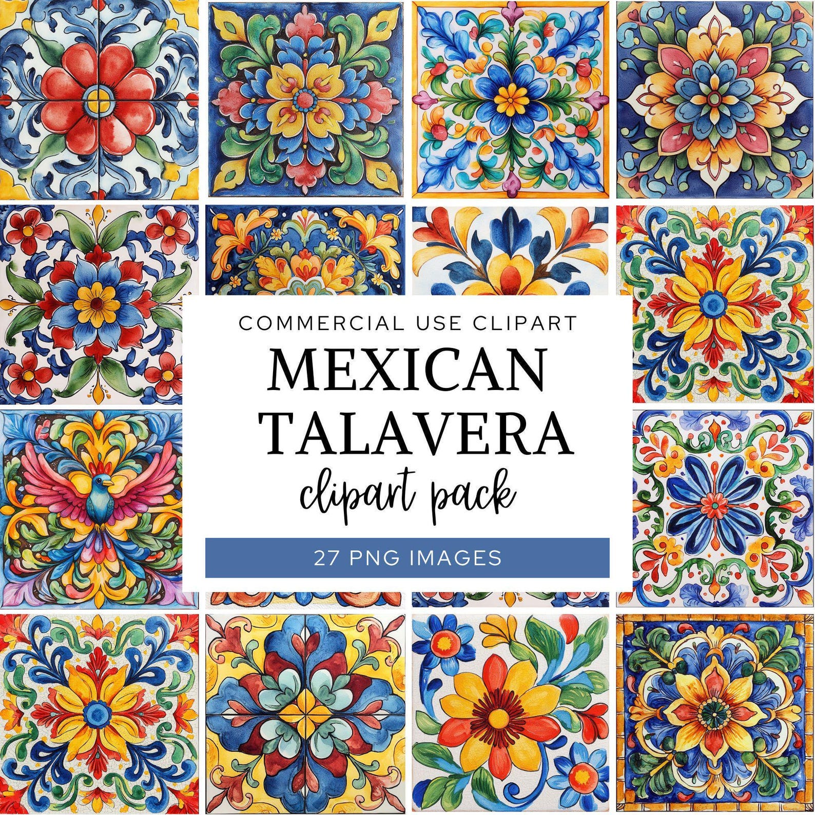 Mexican Talavera Clipart, Talavera Tiles Download, Floral Mosaic Clip ...