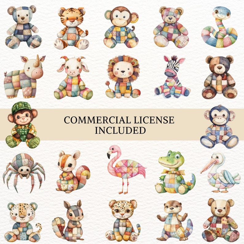Patchwork Zoo Nursery Clipart, Cute Baby Zoo Animals Clip Art ...