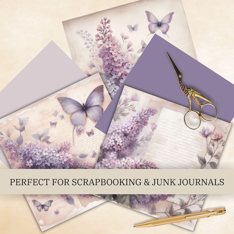 Lilac Wisteria Blooms Digital Papers, Purple Flower Backgrounds ...