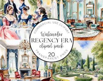 Regency Era Clipart PNG, Watercolor Victorian Junk Journal, Bridgerton ...