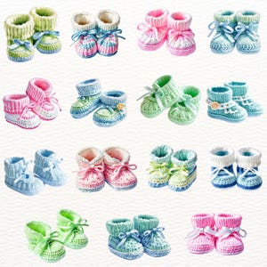 Knitted Baby Booties Clipart, Cute Handcrafted Knitted Baby Shoes ...