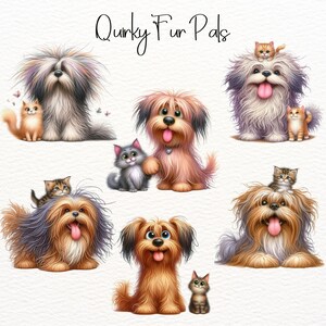 Quirky Dogs and Cats Clipart, Funny Animals Clip Art for Sublimation ...