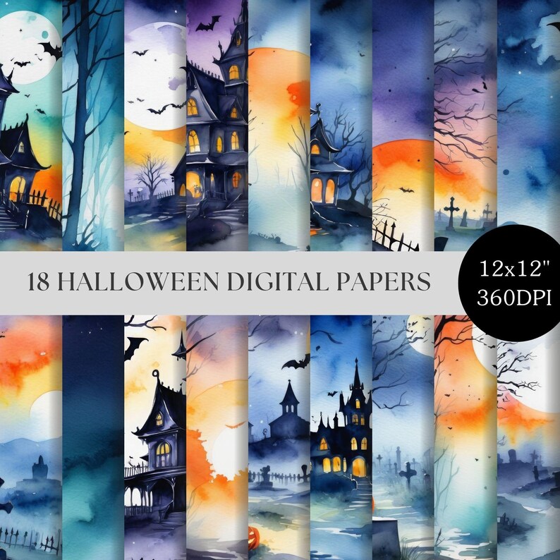Halloween Background Clipart Illustrations, Spooky Digital Papers ...