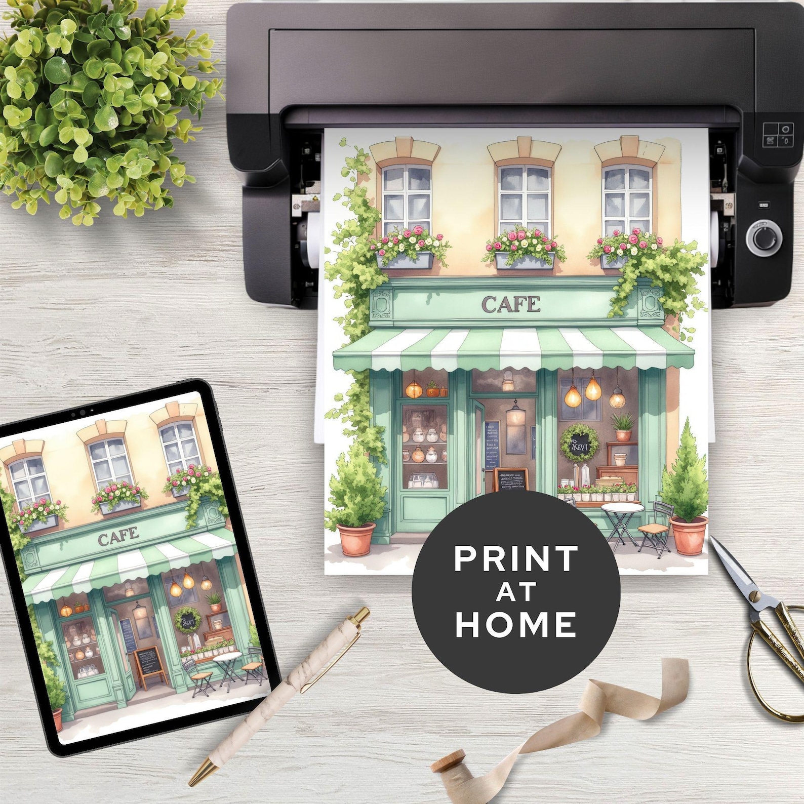 Cute Paris Cafe Clipart, Watercolor Parisian Cafe Illustrations, French ...