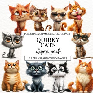 Quirky Cats Clipart PNG, Funny Animals, Whimsical Kittens, Cute Kitty ...