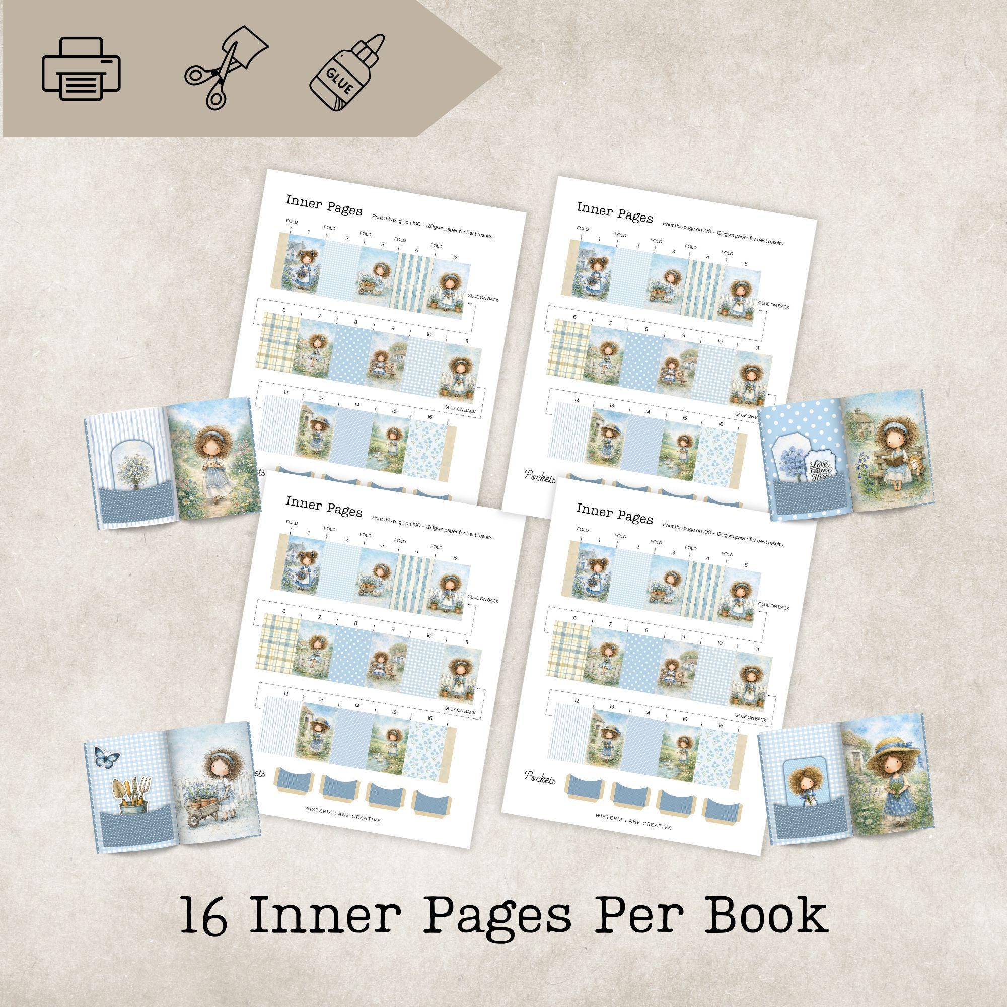 Printable Mini Books Bundle of 4, Bluebell Cottage Miniature Book Set ...
