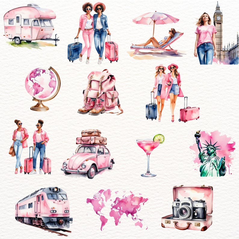 Travel the World in Pink Clipart PNG, Summer Vacation, Wanderlust ...