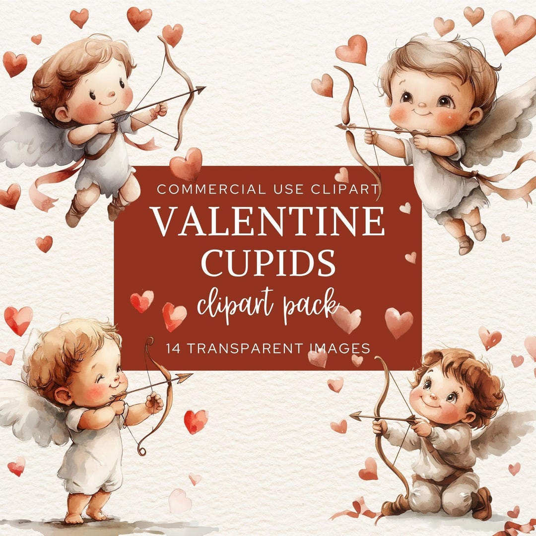 Valentine Cupid Clipart Png, Watercolor Clip Art for Valentine's Day ...