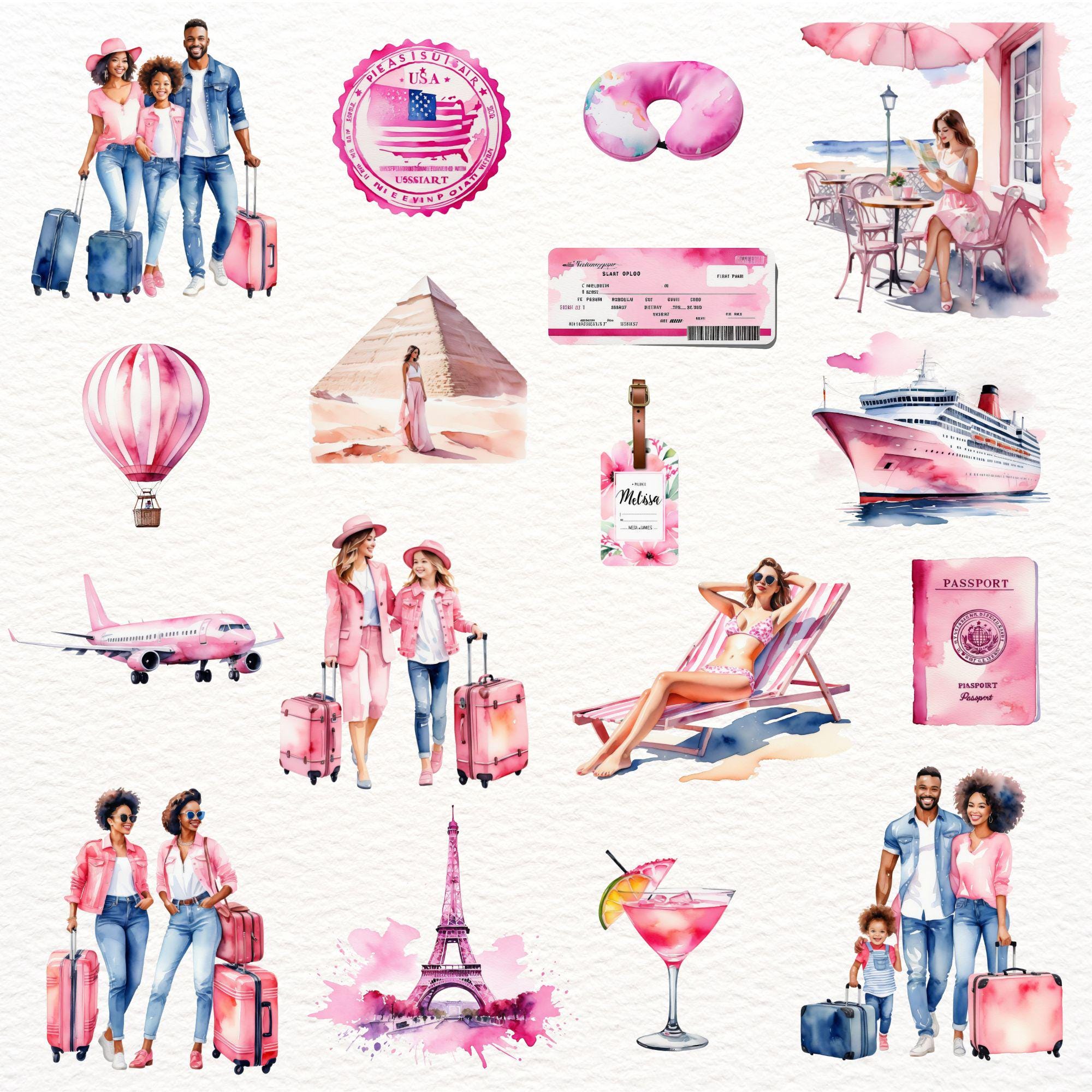 Travel the World in Pink Clipart PNG, Summer Vacation, Wanderlust ...
