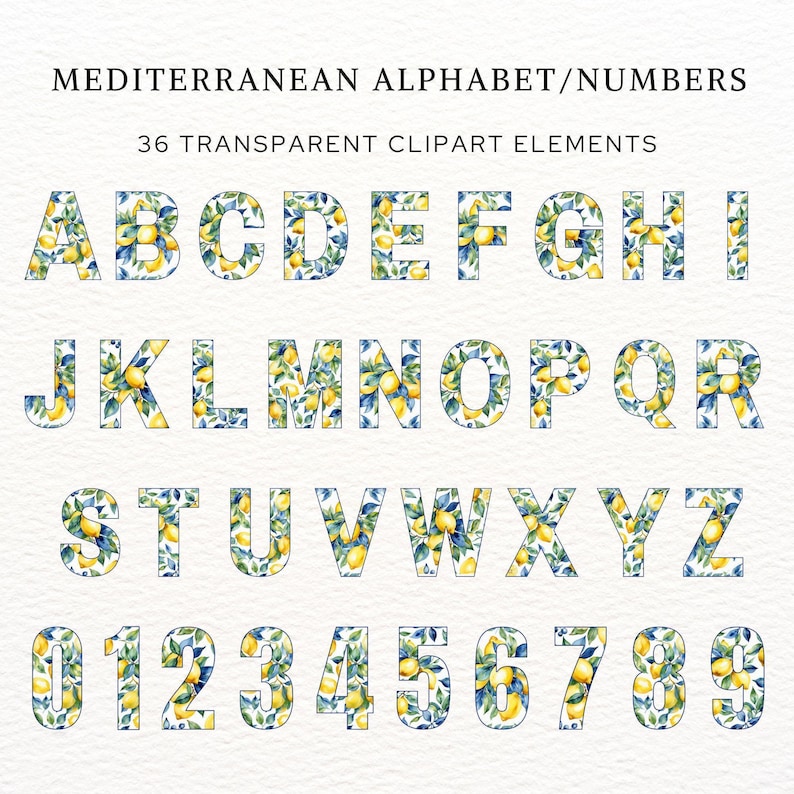 Mediterranean Tiles Clipart Mega Bundle, Watercolor Lemons, Portuguese ...