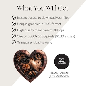Steampunk Valentine Heart Clipart, Valentine's Day Card Making ...
