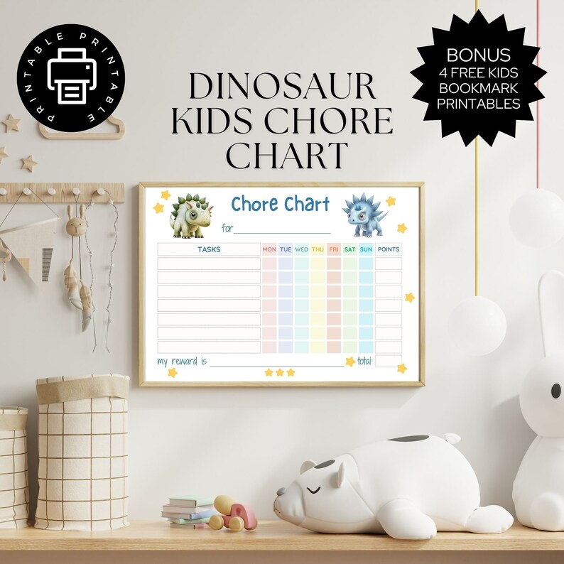 Editable Kids Dinosaur Printable Chore Chart , Childs Simple Chore List ...