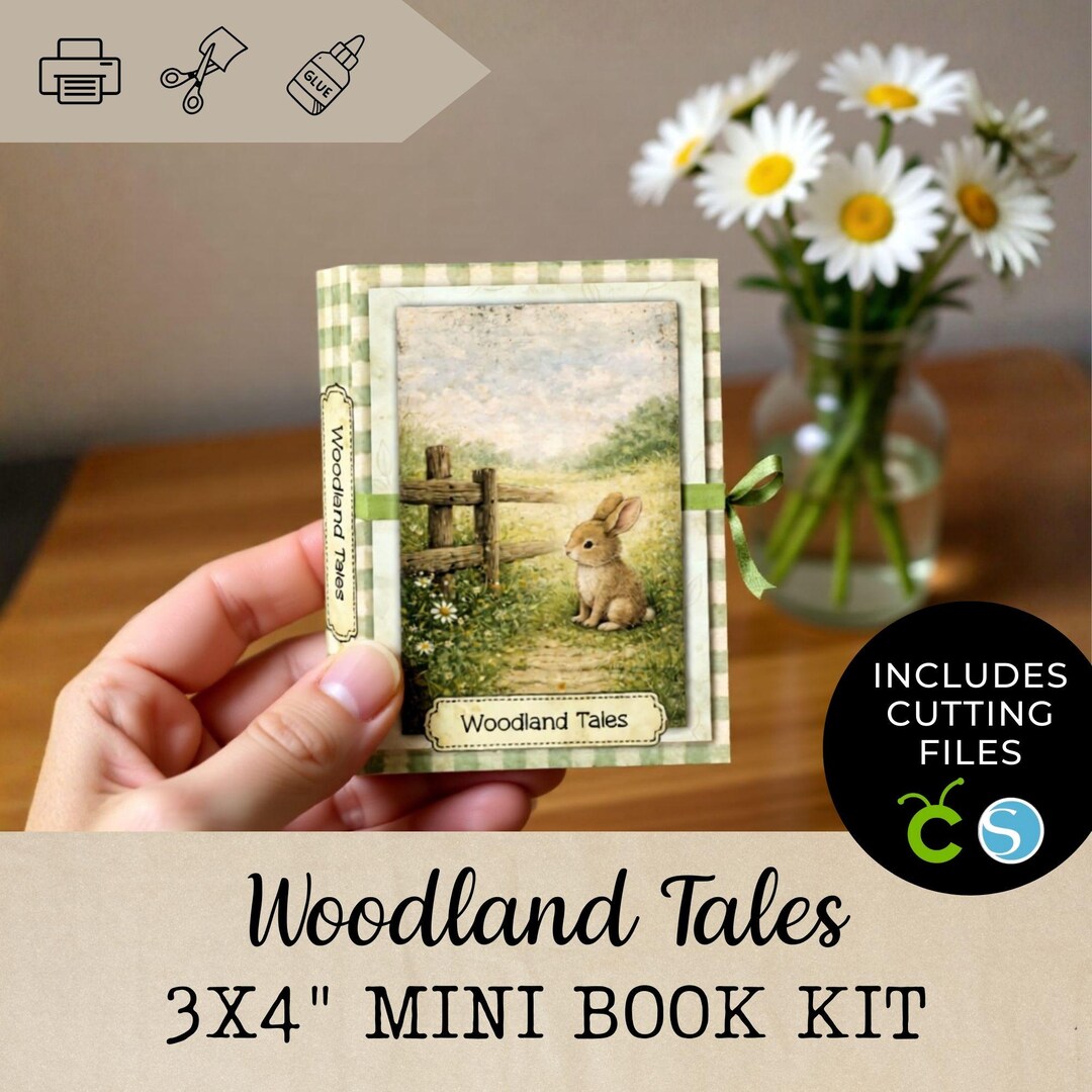 Libro in miniatura stampabile "Woodland Tales": mini album da 3x4 ...