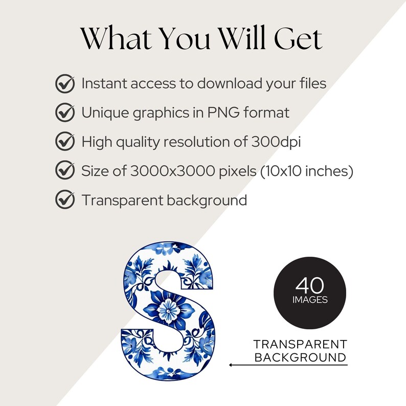 Mediterranean Tiles Alphabet Clipart, Watercolor Blue and White Letters ...