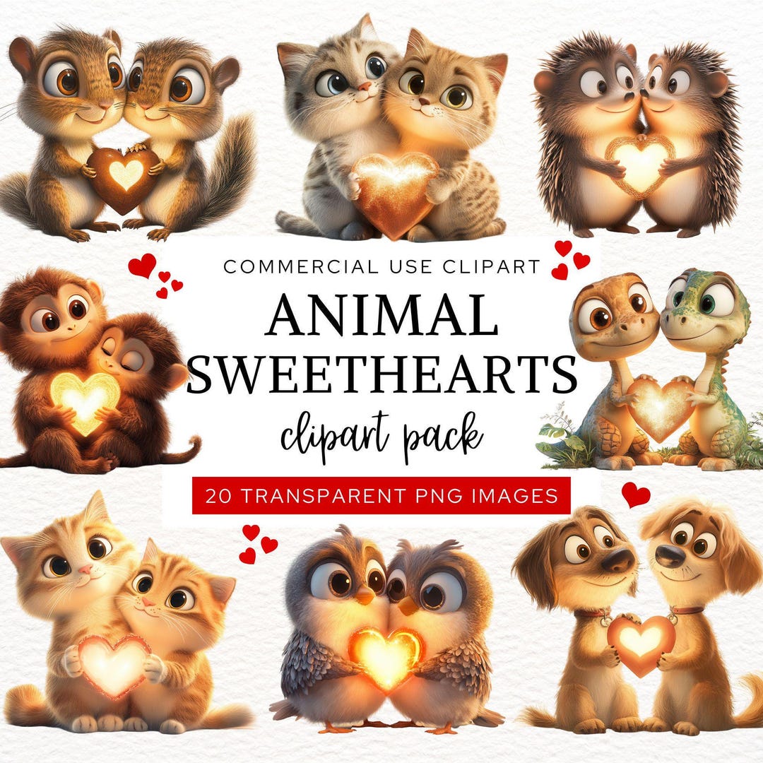 Valentine Animal Clipart, Cute Graphics for Valentine's Day Cards ...