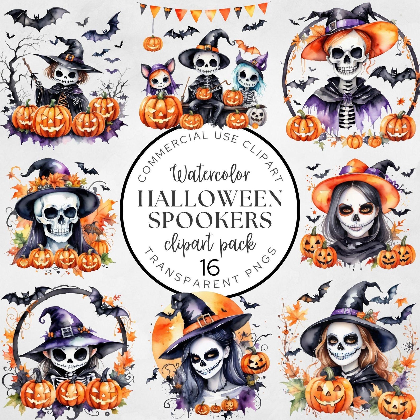 Halloween Spooky Clipart, Halloween Party Graphics, Creepy Crafts and ...