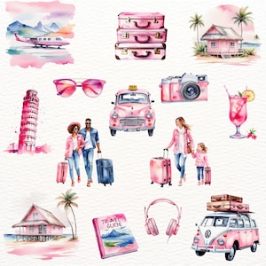 Travel the World in Pink Clipart PNG, Summer Vacation, Wanderlust ...