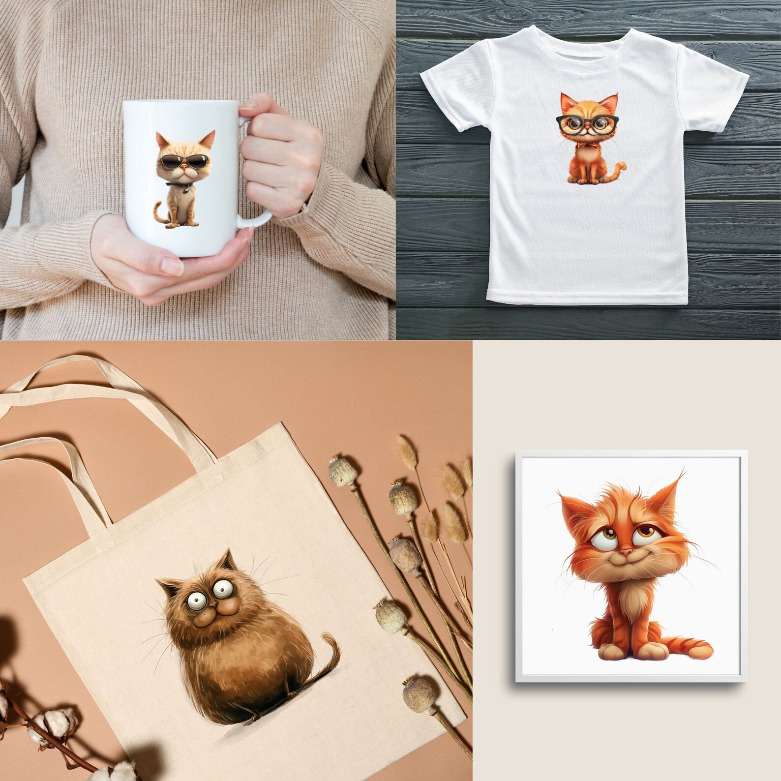 Quirky Cats Clipart PNG, Funny Animals, Whimsical Kittens, Cute Kitty ...