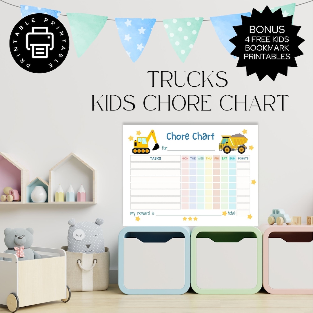 Editable Kids Trucks Printable Chore Chart , Childs Simple Chore List ...