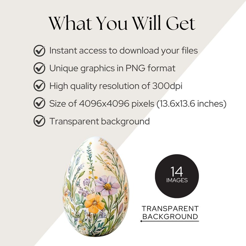 Wildflower Painted Eggs Clipart, Hand Painted Easter Eggs, Shabby Chic ...