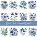 Indigo Blue Flower PNG, Watercolor Blue Flower Clipart Bundle ...