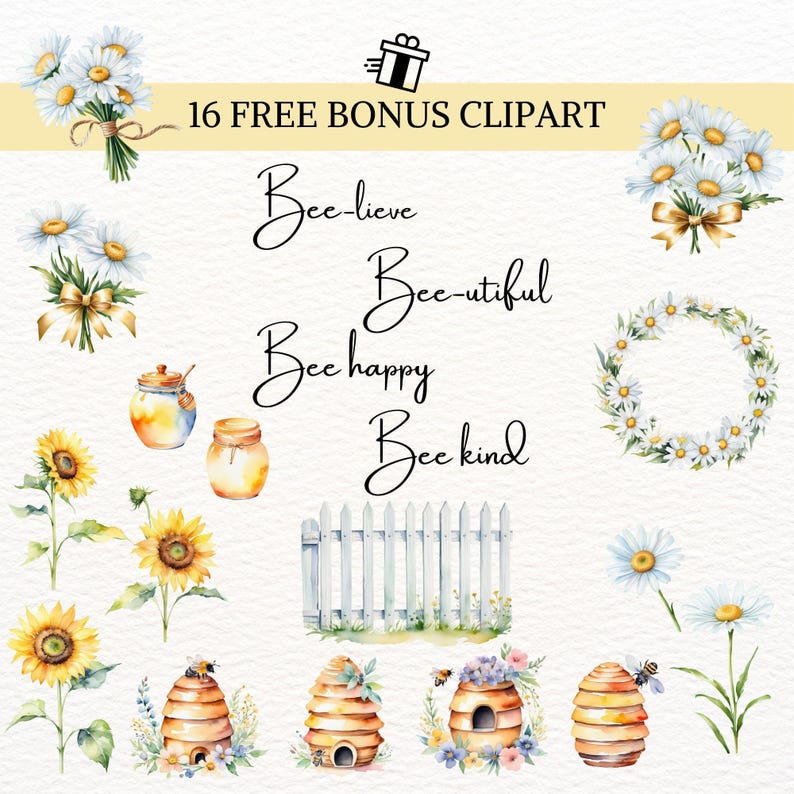 Bee Clipart, Cute Watercolor Bumble Bee PNG, Digital Download for ...