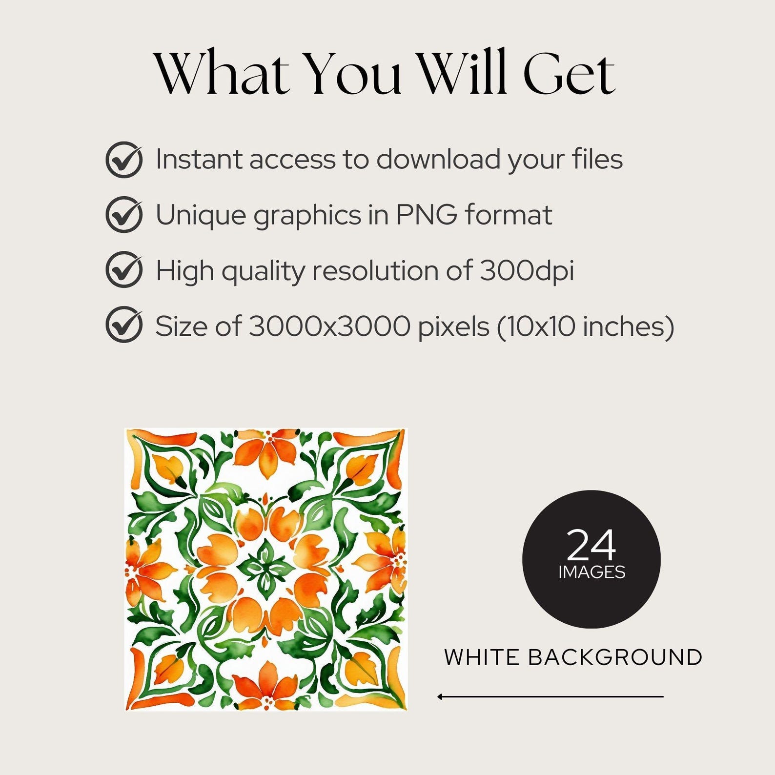 Mediterranean Tiles Clipart, Watercolor Oranges, Portuguese Azulejo ...