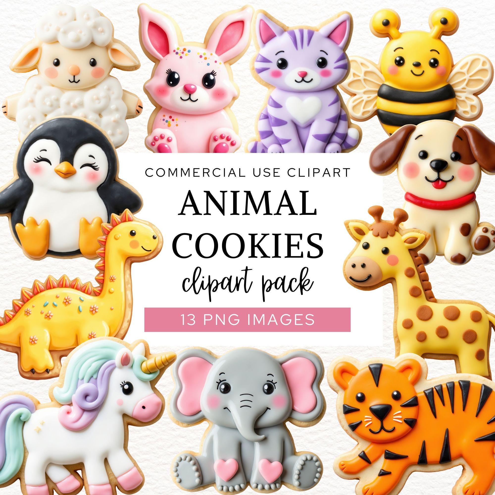 Frosted Animal Cookie Clipart, Iced Animal Biscuits for Kids Birthday ...