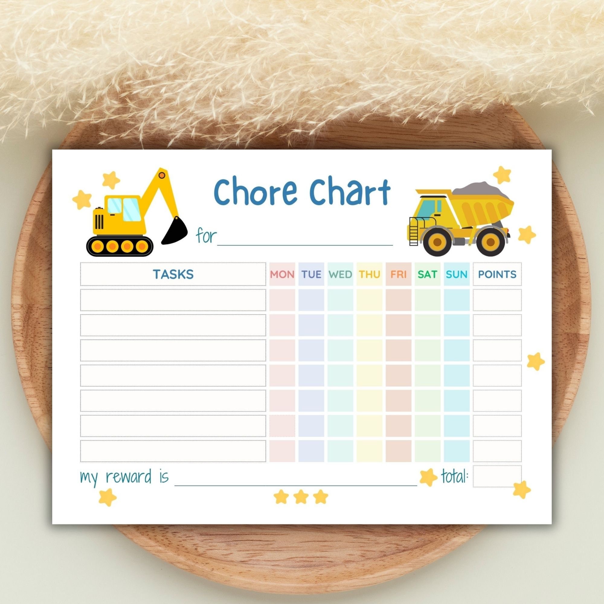 Editable Kids Trucks Printable Chore Chart , Childs Simple Chore List ...