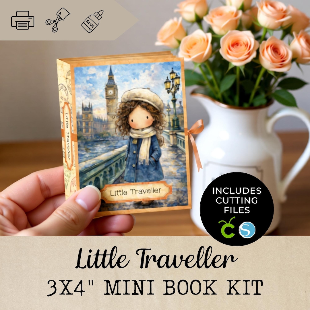 Little Traveler Mini Book Printable: 3x4 Inch Junk Journal Kit, Travel ...
