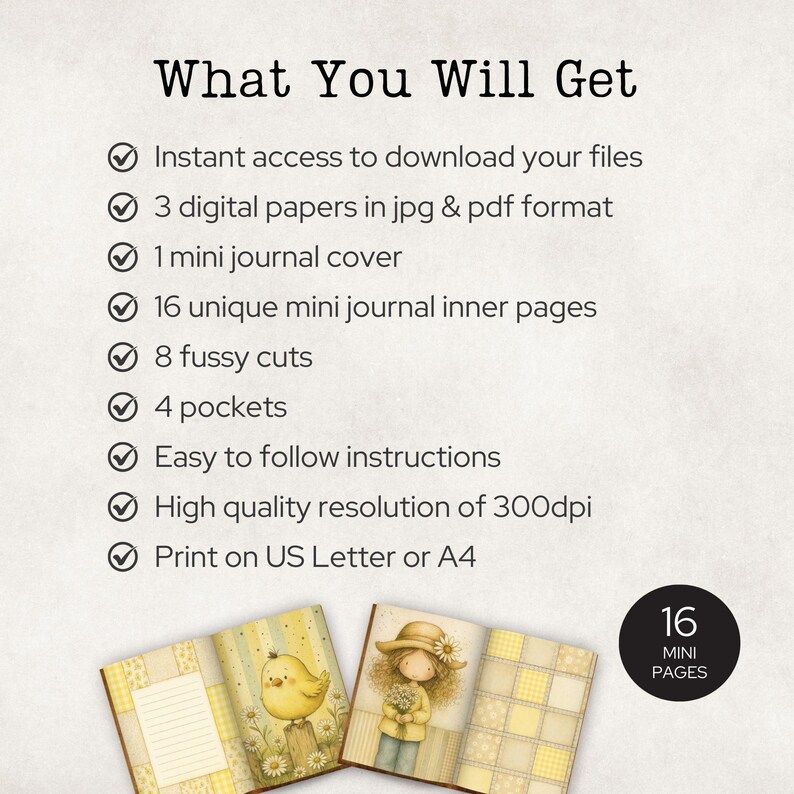Cottage Daisies Mini Book, Printable Miniature Journal for Crafts and ...