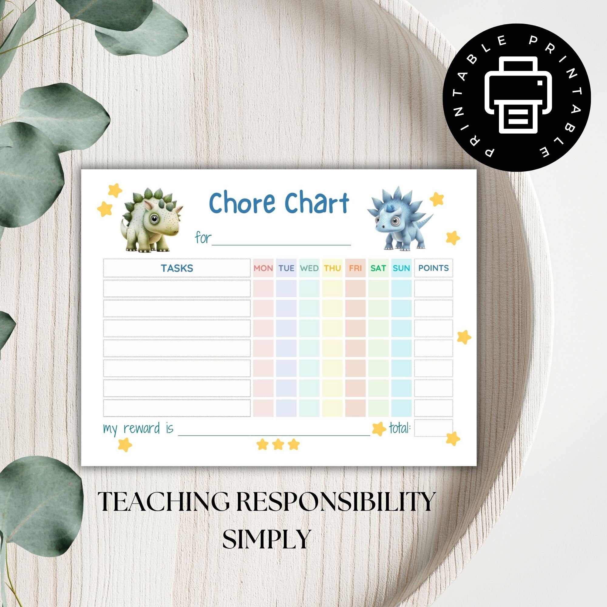 Editable Kids Dinosaur Printable Chore Chart , Childs Simple Chore List ...