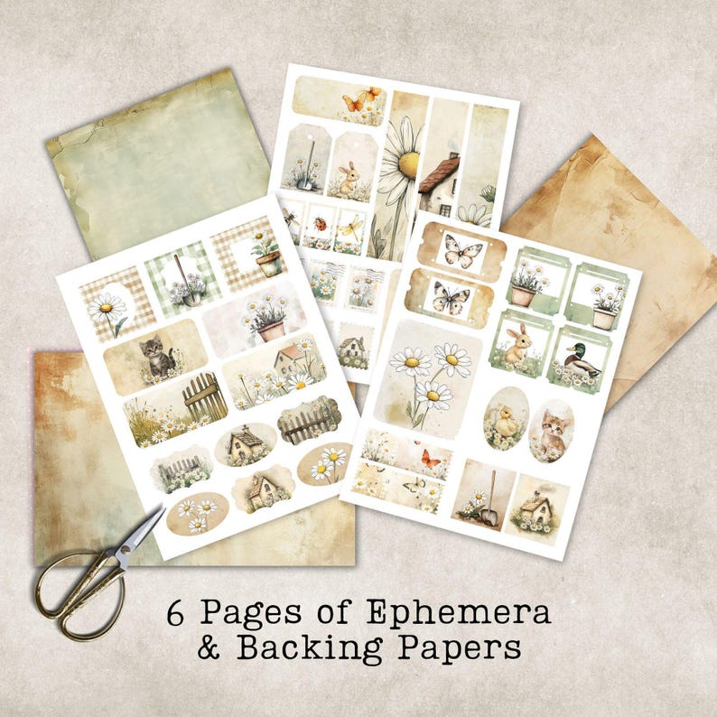 Vintage Daisy Ephemera, Daisy Junk Journal Kit, Printable Floral ...