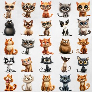 Quirky Cats Clipart PNG, Funny Animals, Whimsical Kittens, Cute Kitty ...