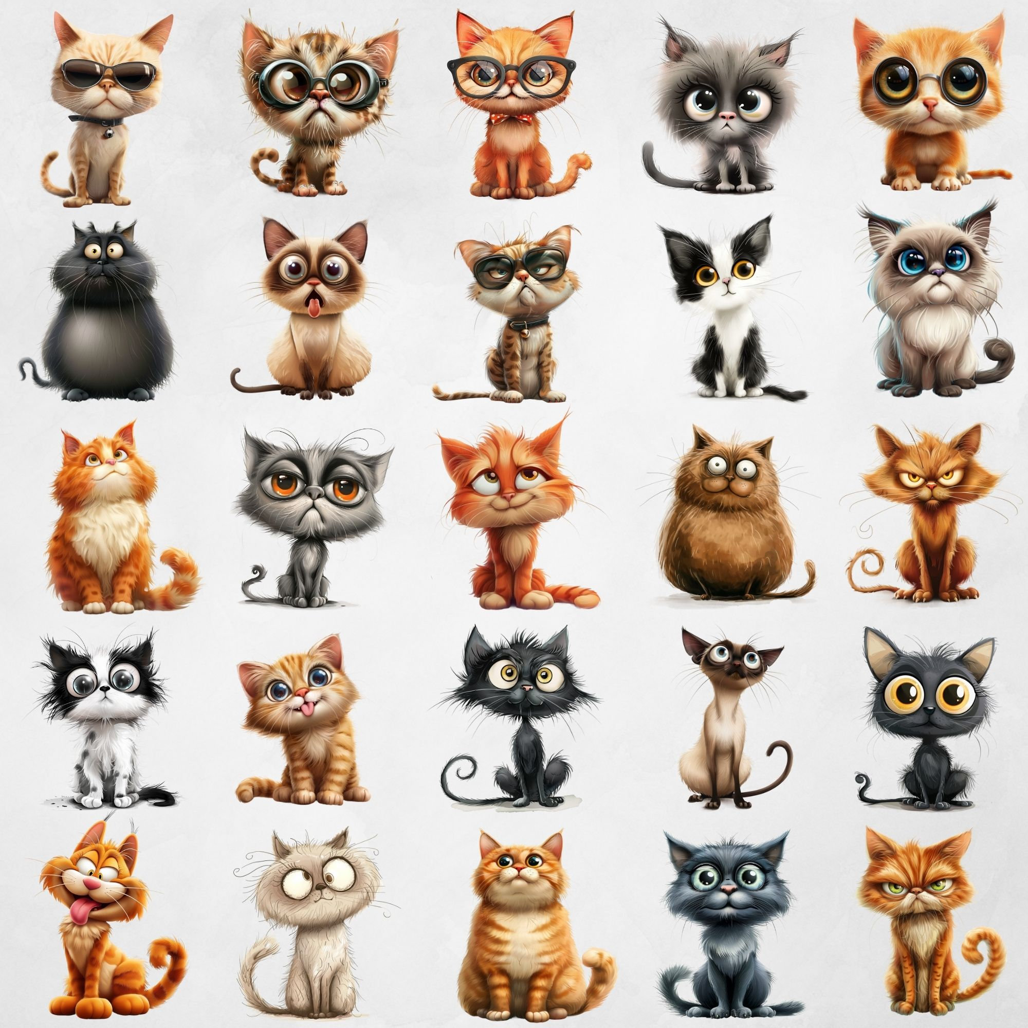 Quirky Cats Clipart PNG, Funny Animals, Whimsical Kittens, Cute Kitty ...