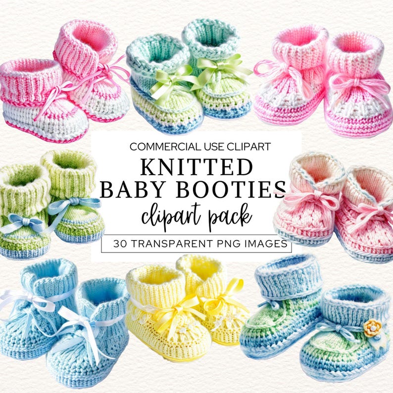 Knitted Baby Booties Clipart, Cute Handcrafted Knitted Baby Shoes ...