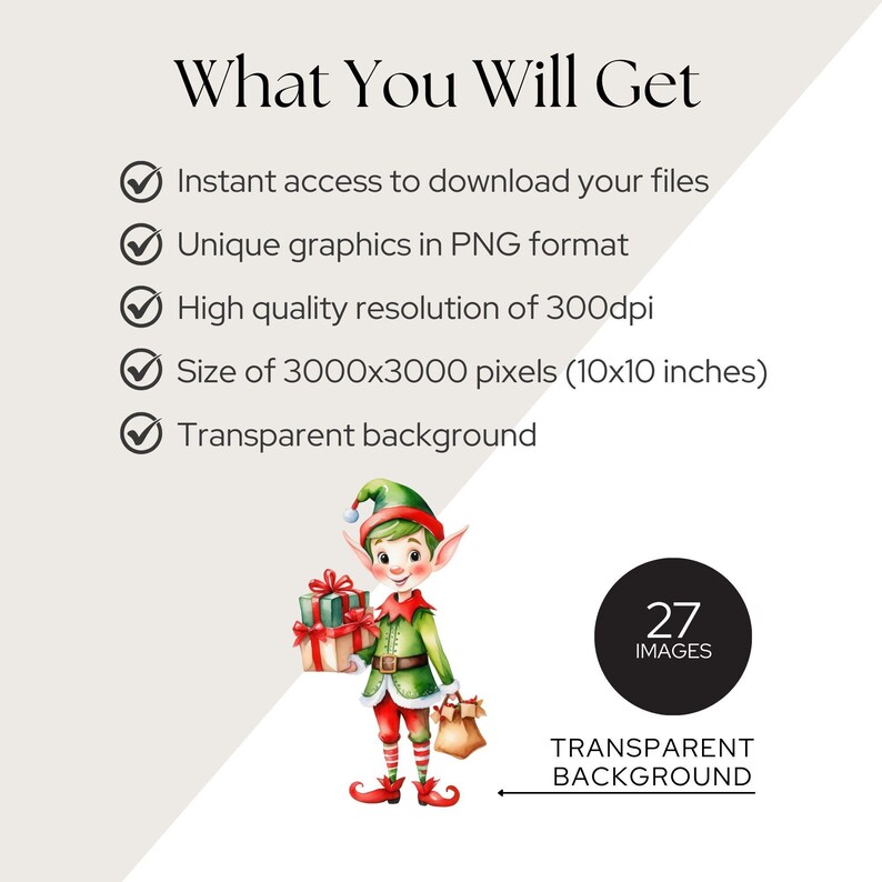 Christmas Elves Clipart Bundle, Cute Elf PNG, Watercolor Festive Graphics, Winter Holiday ...
