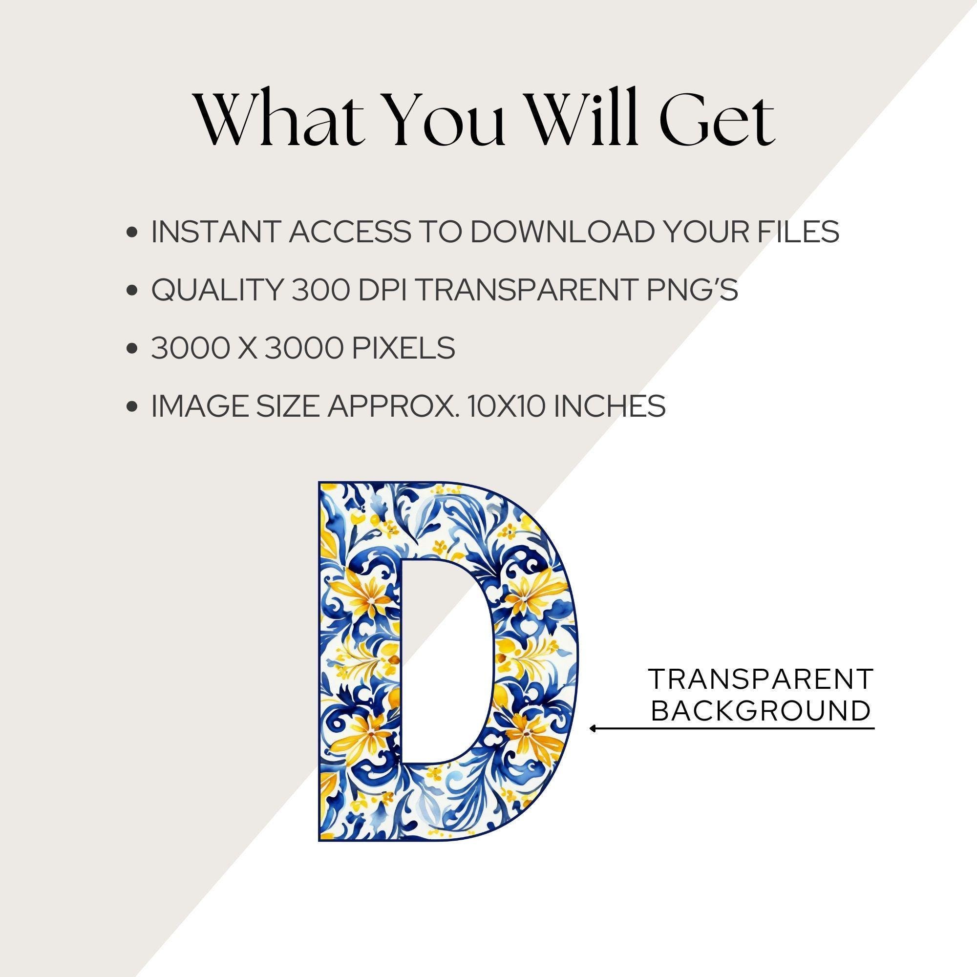 Mediterranean Tiles Alphabet Clipart, Watercolor Blue and Yellow ...