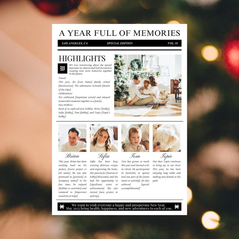 Editable Christmas Newsletter Template | Year in Review Holiday Card ...