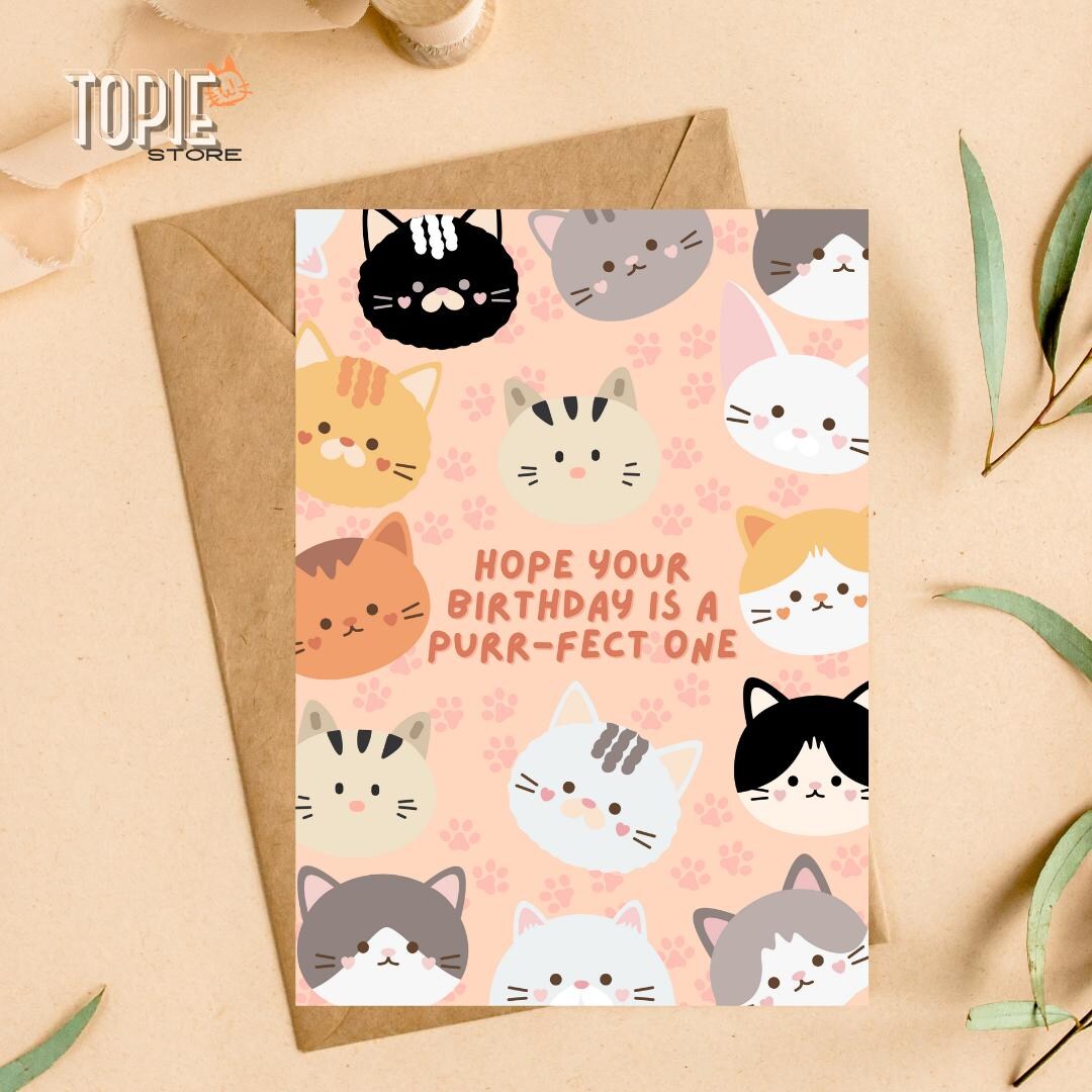 Printable Cat Birthday Card - Cute Kitty Pun Birthday Card - Hope Your ...
