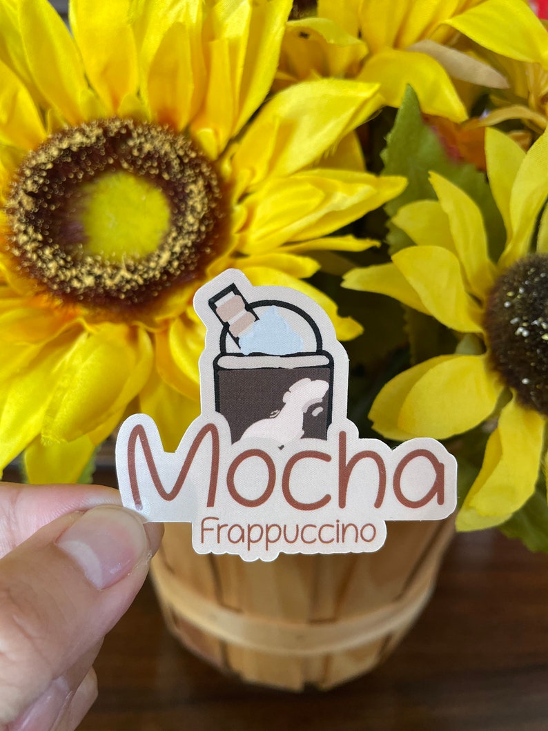 Mocha Frappuccino Vinyl Sticker // Cute Sticker // Waterproof ...
