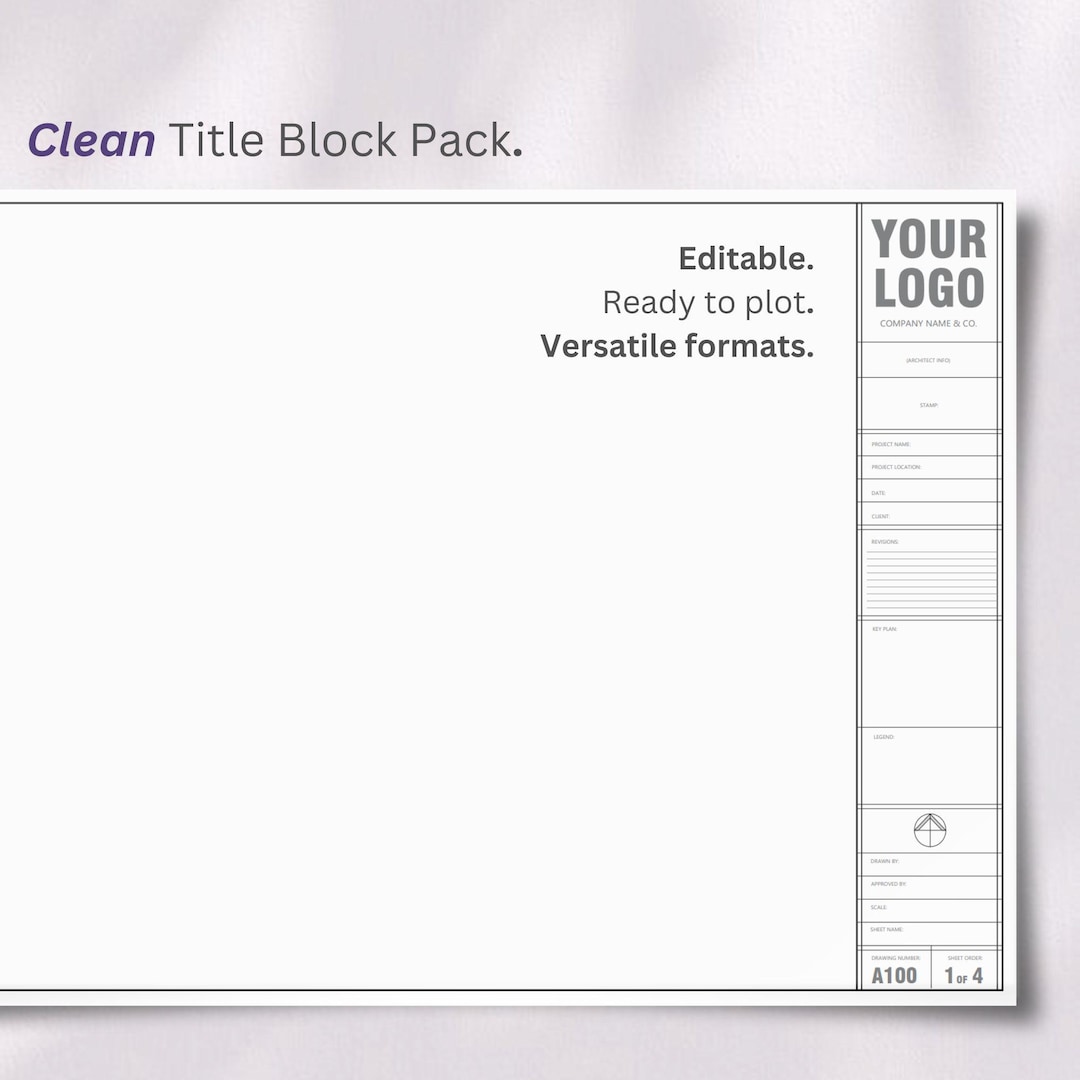 Editable DWG Simple Architectural Title Block - Etsy