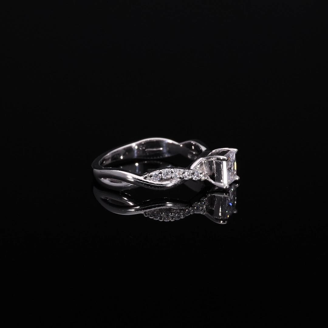 Princess Cut Lab Grown Diamond Engagement Ring, Twisted Pave Band ...