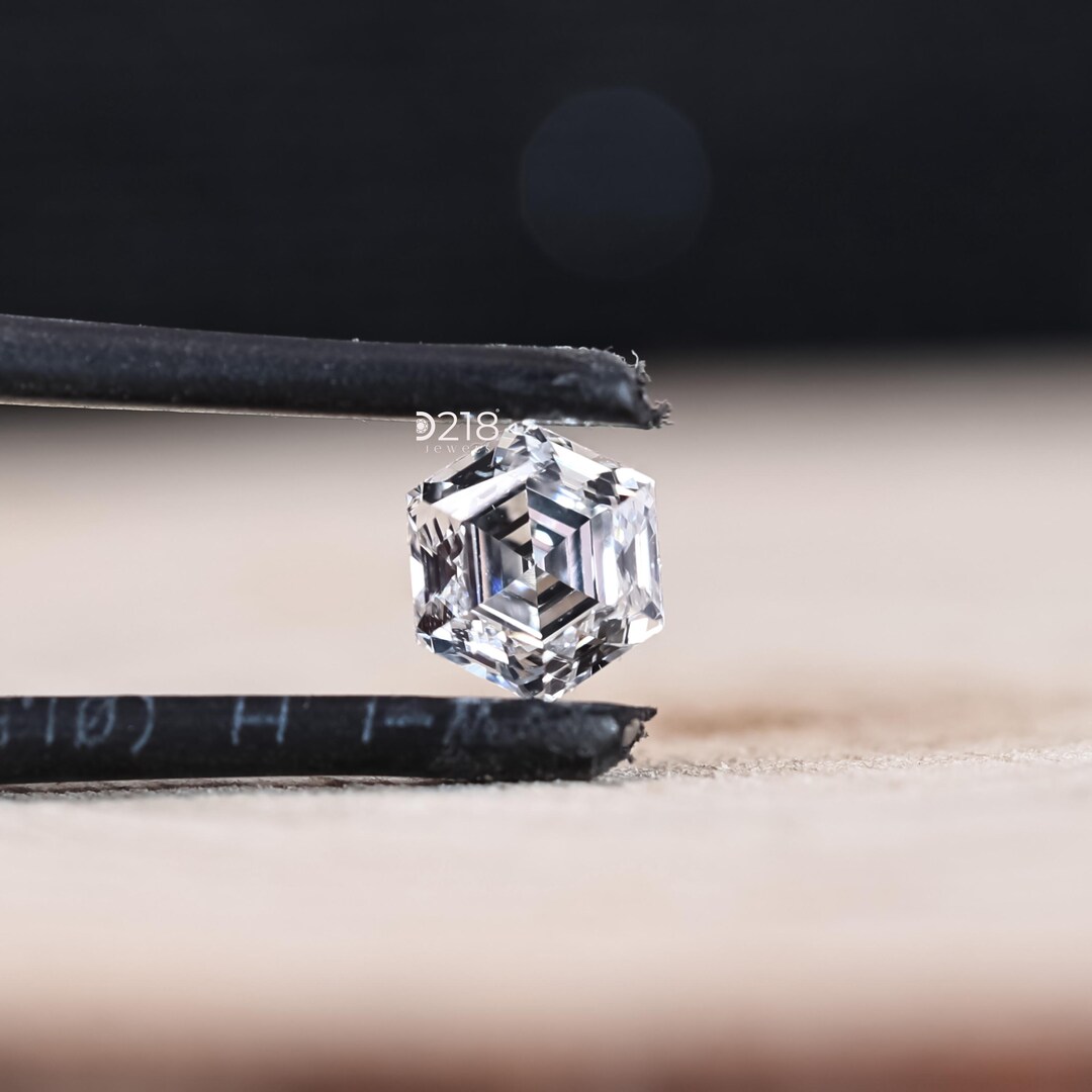 Hexagon Step Cut Diamond for Custom Jewelry, 2 Carat Lab Grown Diamond ...