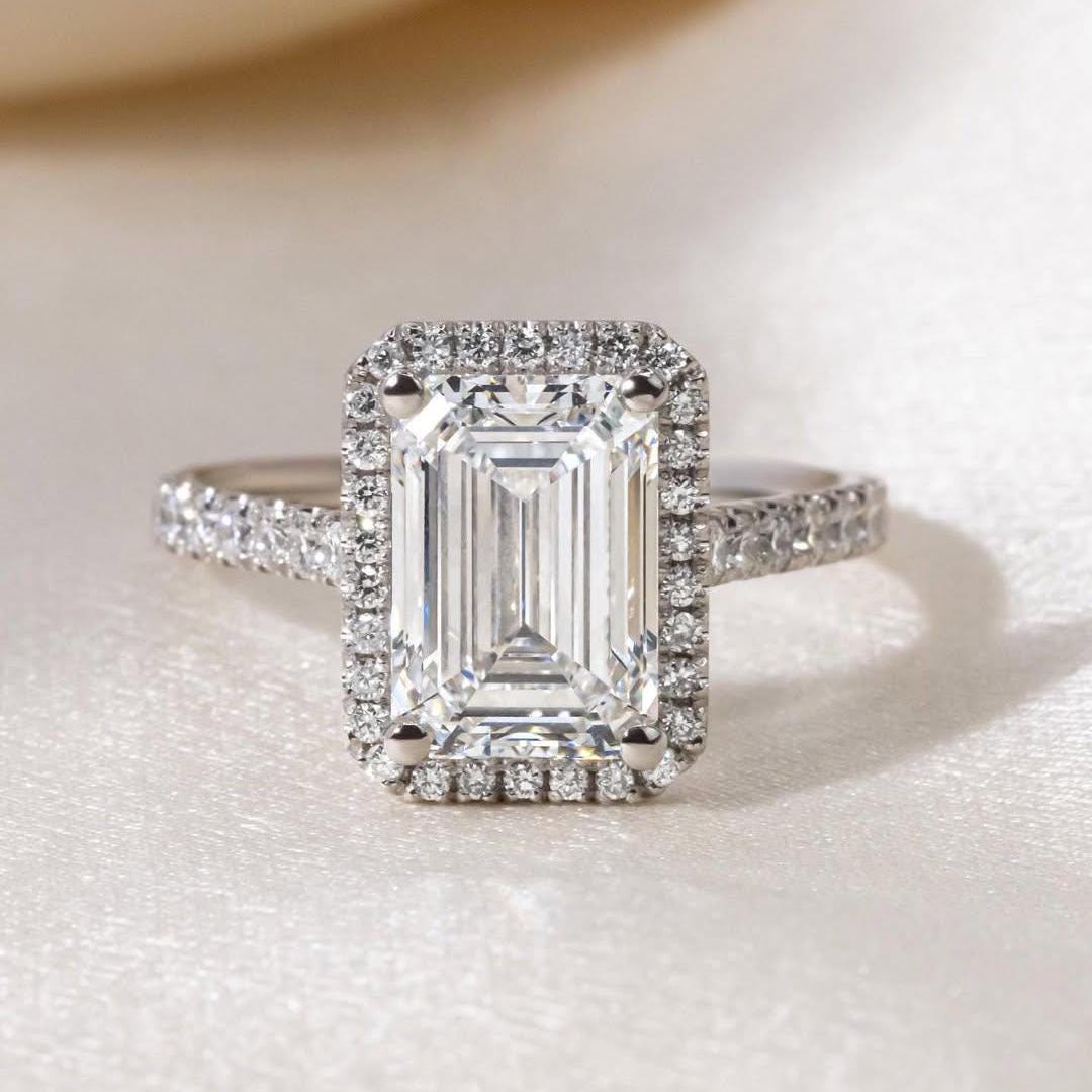 1.5 CT Emerald Cut Moissanite Diamond Engagement Gift Ring , Solitaire ...