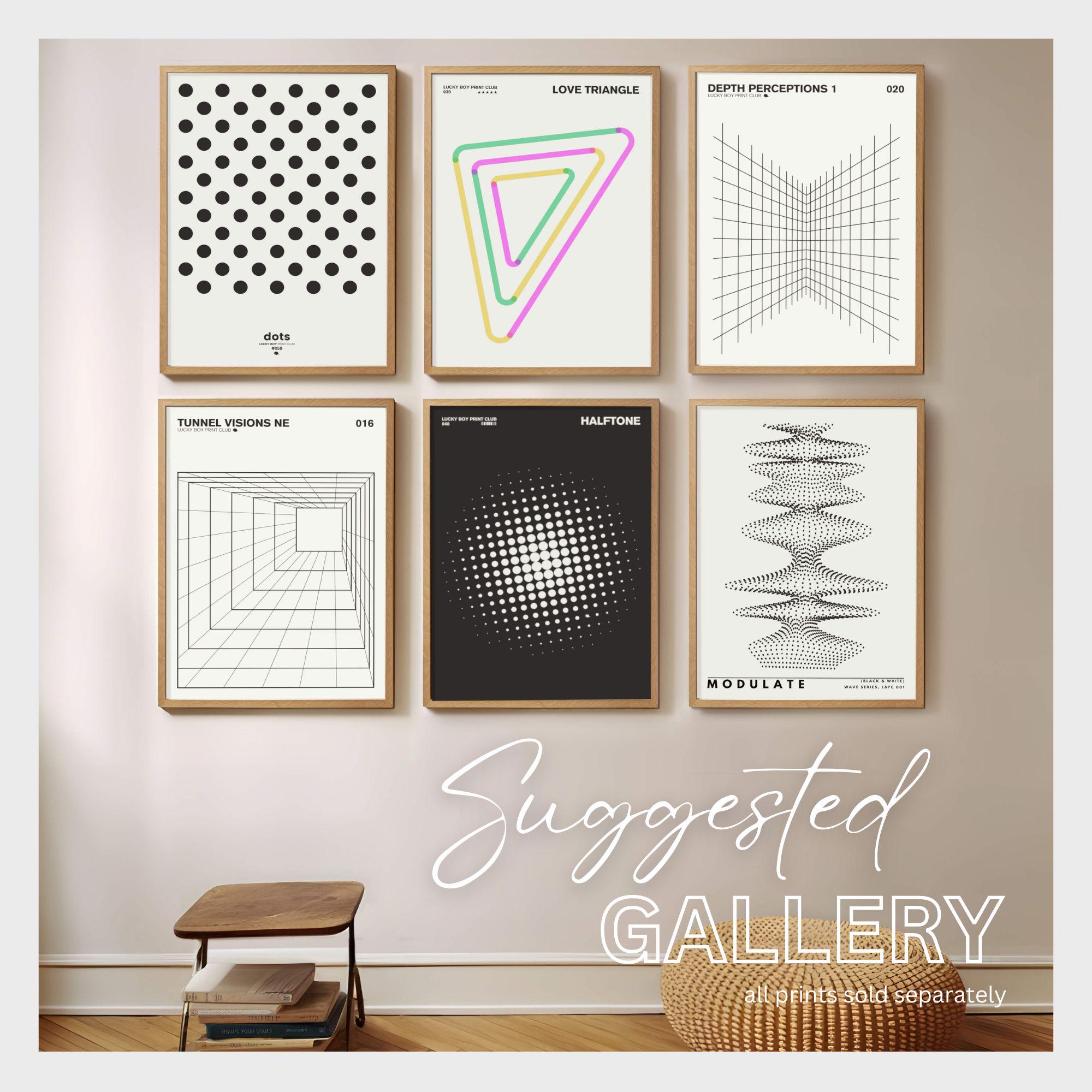 DEPTH PERCEPTIONS 1 Black and White 3D Perspective Art, Office Wall Art, Retro 80s Aesthetic ...