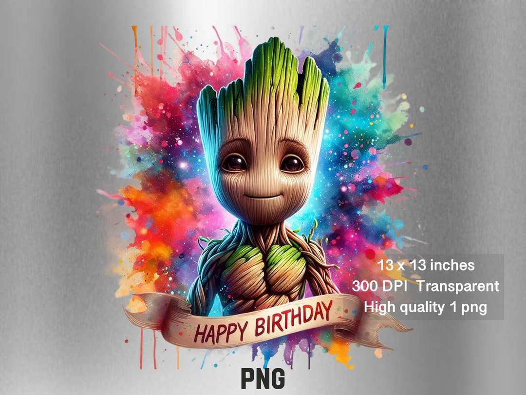 Watercolor Splash Baby Groot Png Digital Images for Printing, T-shirts ...
