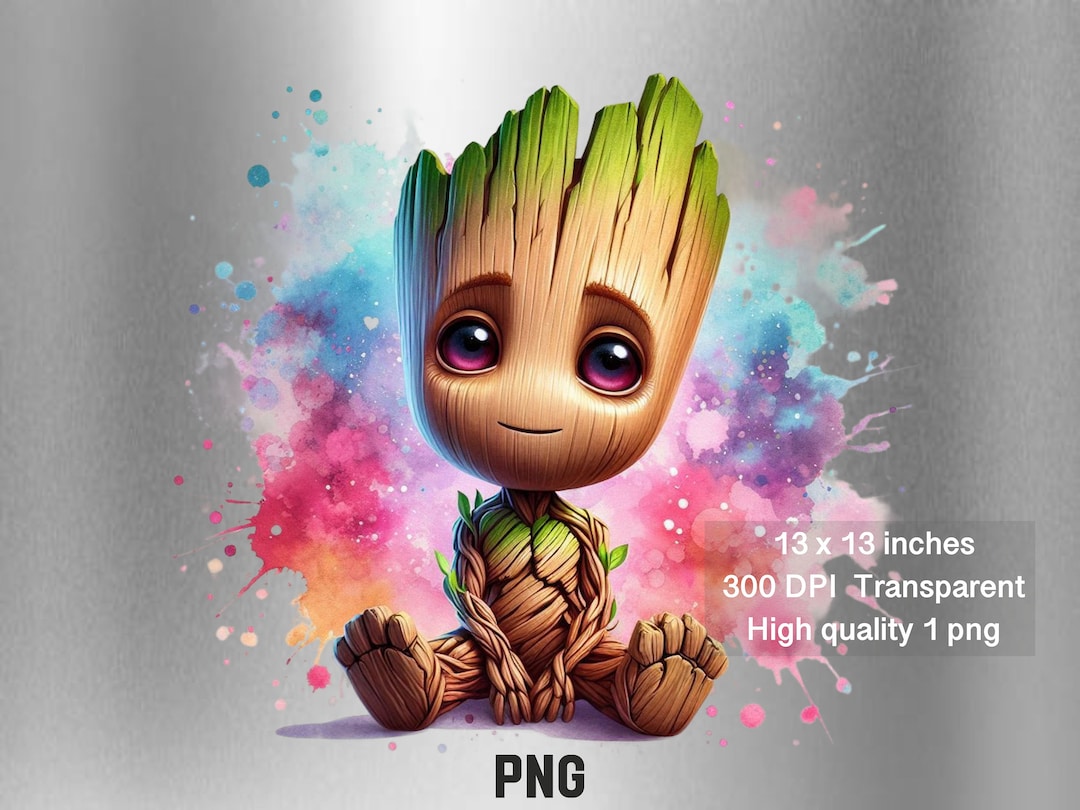 Watercolor Splash Baby Groot Png Digital Images for Printing, T-shirts ...