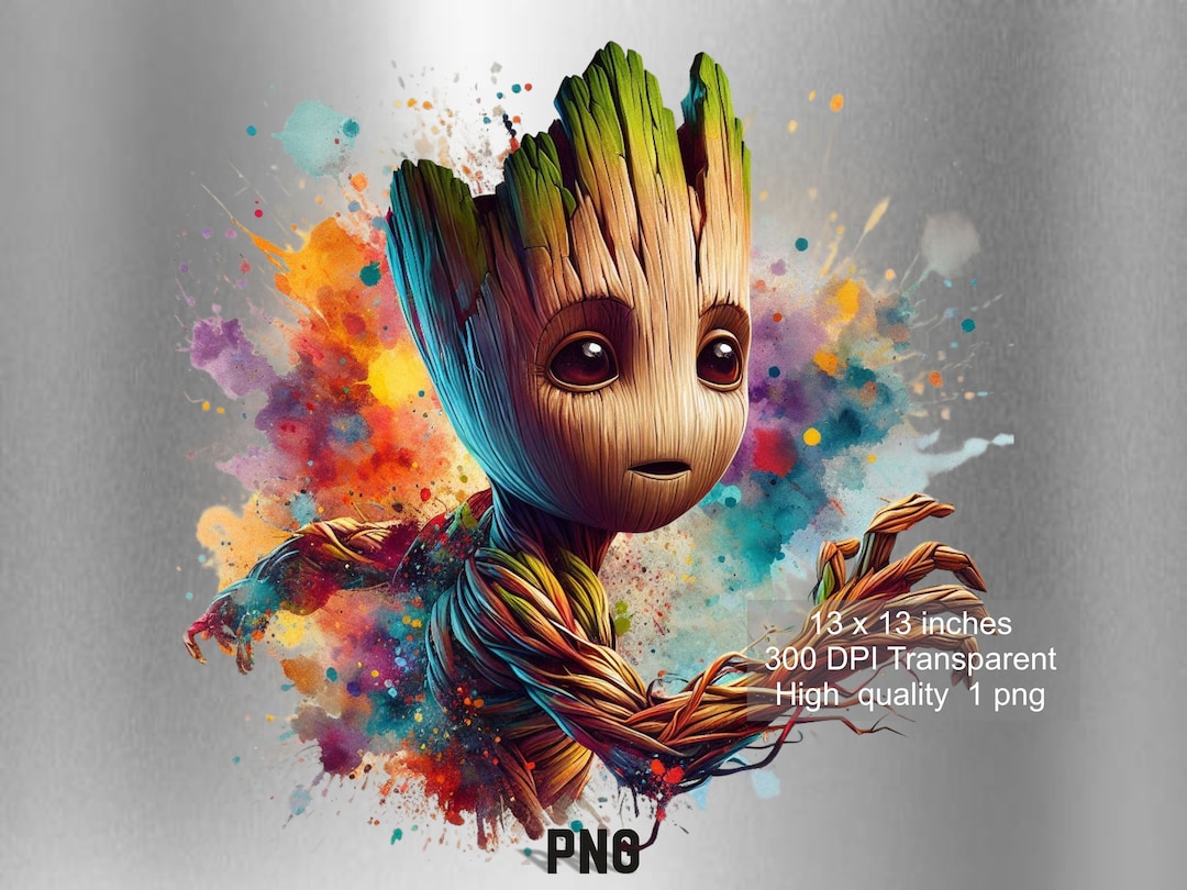 Watercolor Splash Baby Groot Png Digital Images for Printing, T-shirts ...