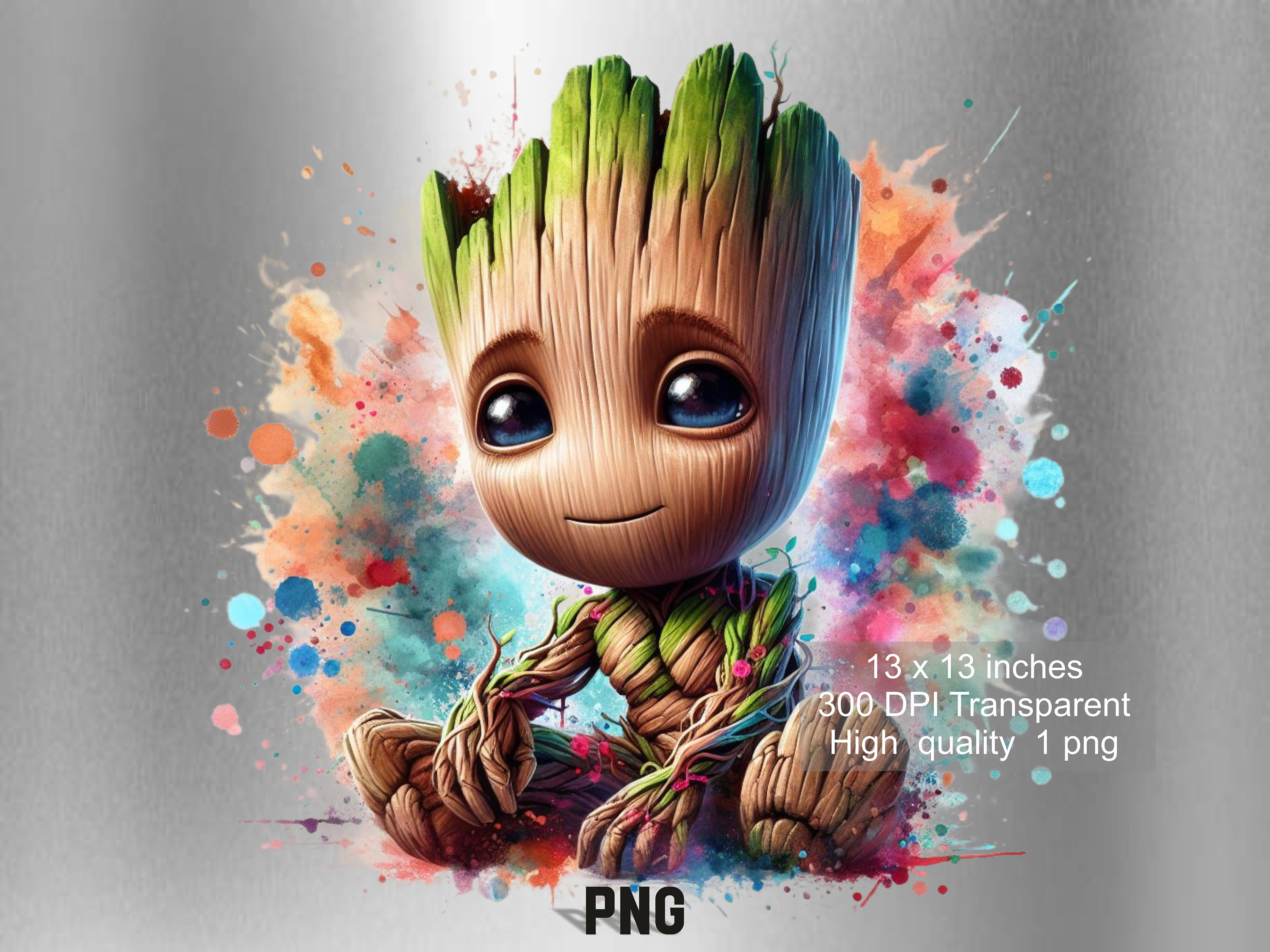 Watercolor Splash Baby Groot Png Digital Images for Printing, T-shirts ...